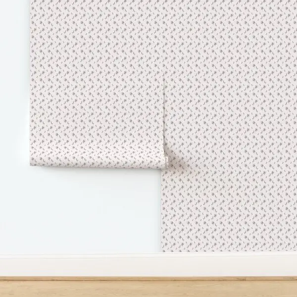 Spoonflower Dollhouse Pink And Black Mcm Micro Tiny Custom Pre-pasted Wallpaper - White,gray