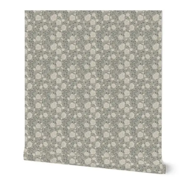 Spoonflower Soft Silver Cheer 100% Natural Sisal Grasscloth Wallcovering