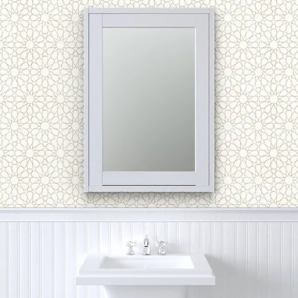 Spoonflower Marok Beige Custom Pre-pasted Wallpaper - Beige,gray