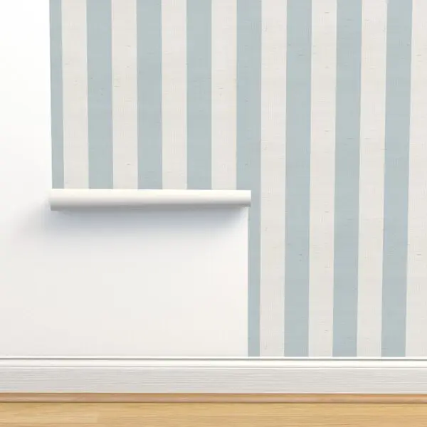 Spoonflower Soft And White Cabana Stripe 100% Natural Sisal Grasscloth Wallcovering