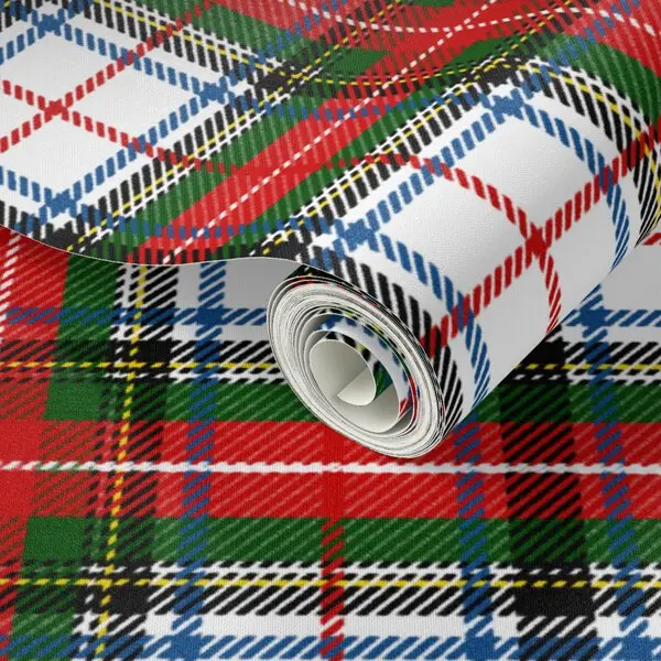 Spoonflower Tartan Green Plaid Checked Vintage Classic Custom Removable Wallpaper - Green,red,gray