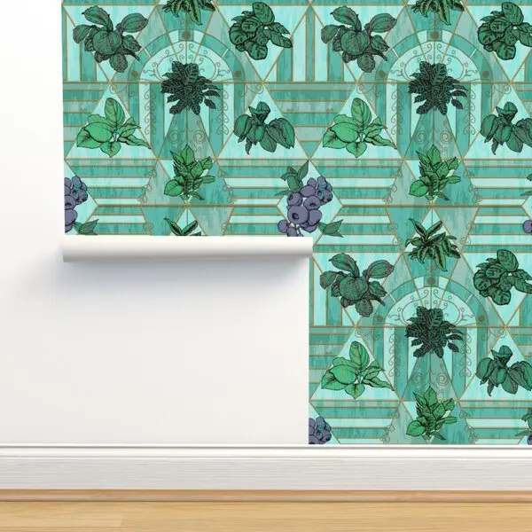 Spoonflower Victorian Greenhouse 100% Natural Sisal Grasscloth Wallcovering