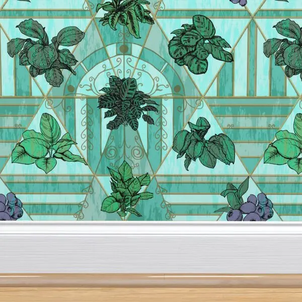 Spoonflower Victorian Greenhouse 100% Natural Sisal Grasscloth Wallcovering