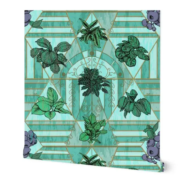Spoonflower Victorian Greenhouse 100% Natural Sisal Grasscloth Wallcovering