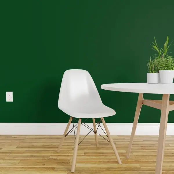 Spoonflower Greens Dark Hunter Solid Christmas Holiday Custom Pre-pasted Wallpaper - Green