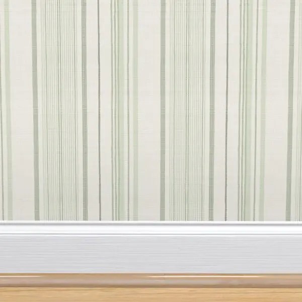 Spoonflower Soft Greens Double Anderson Stripe 100% Natural Sisal Grasscloth Wallcovering