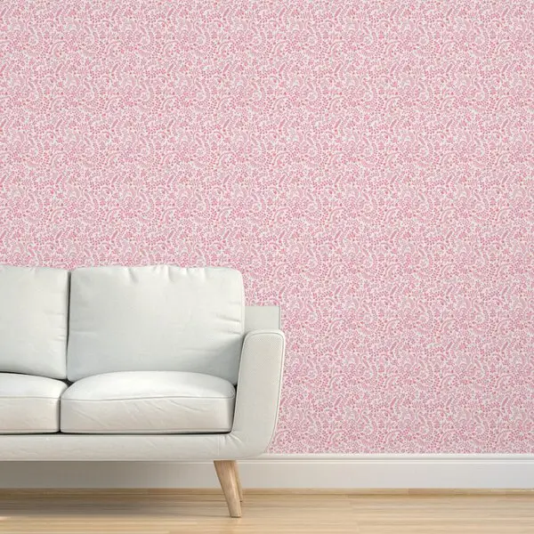 Spoonflower Veronica Valentine On White 100% Natural Sisal Grasscloth Wallcovering