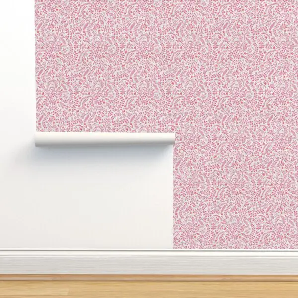 Spoonflower Veronica Valentine On White 100% Natural Sisal Grasscloth Wallcovering