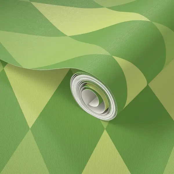 Spoonflower Harlequin Diamond Argyle Custom Pre-pasted Wallpaper - Green