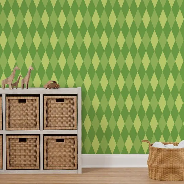 Spoonflower Harlequin Diamond Argyle Custom Pre-pasted Wallpaper