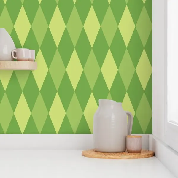 Spoonflower Harlequin Diamond Argyle Custom Pre-pasted Wallpaper