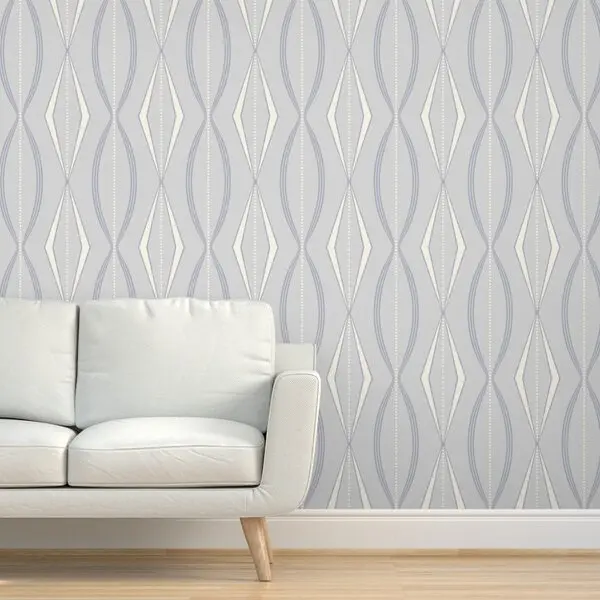 Spoonflower Silver Modern Retro Art Custom Pre-pasted Wallpaper
