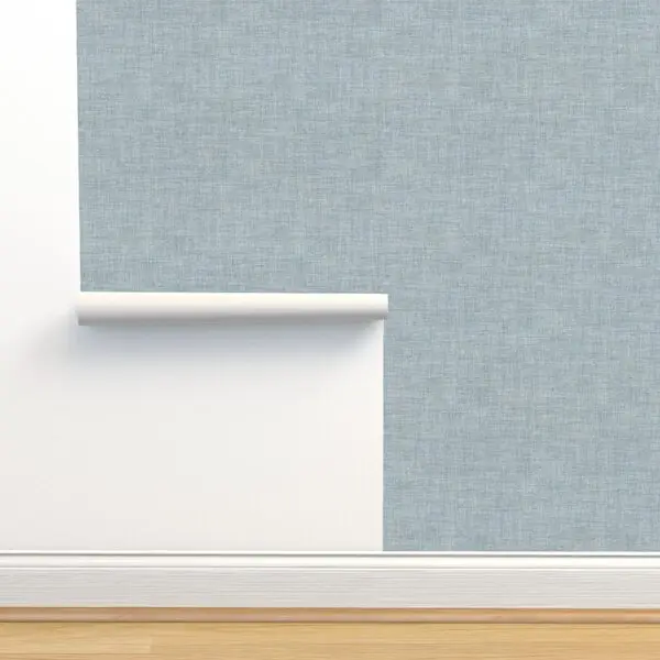Spoonflower Solid Blue Plain Natural Texture Celebrate Color 100% Natural Sisal Grasscloth Wallcovering