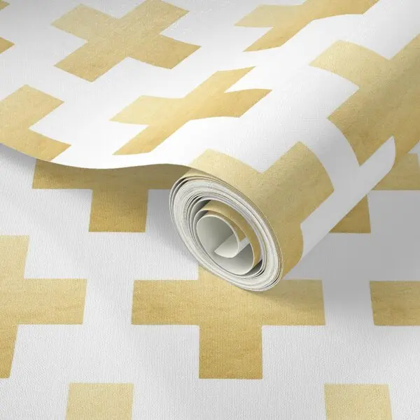 Spoonflower Plus Gold Custom Pre-pasted Wallpaper - Green,gray,brown