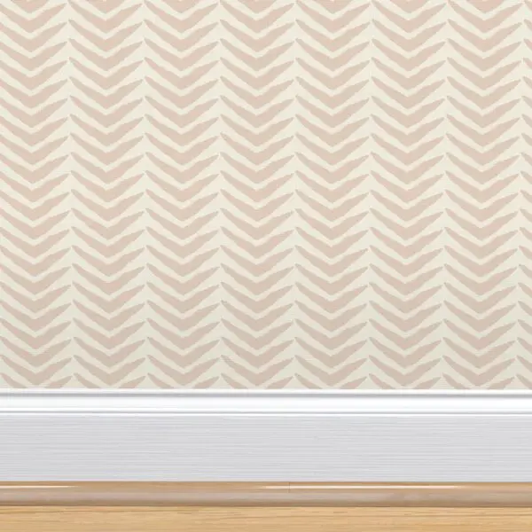 Spoonflower Soft Chevrons Blush On Natural 100% Natural Sisal Grasscloth Wallcovering