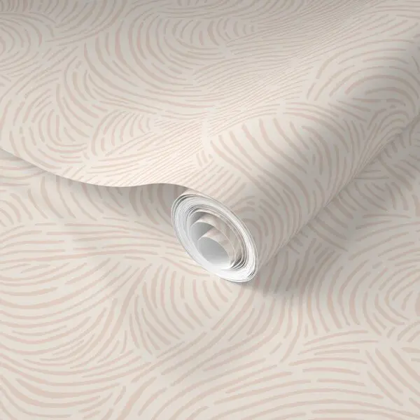 Spoonflower Cream Swirls Abstract Subtle Ivory Nursery Wedding Custom Pre-pasted Wallpaper - Beige,gray