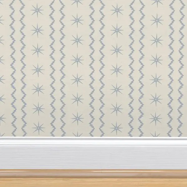 Spoonflower Soft And Cream Zig Zag Stripe 100% Natural Sisal Grasscloth Wallcovering