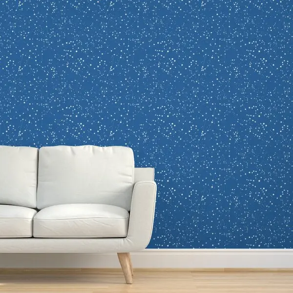 Spoonflower Stars Constellations Custom Removable Wallpaper - Blue