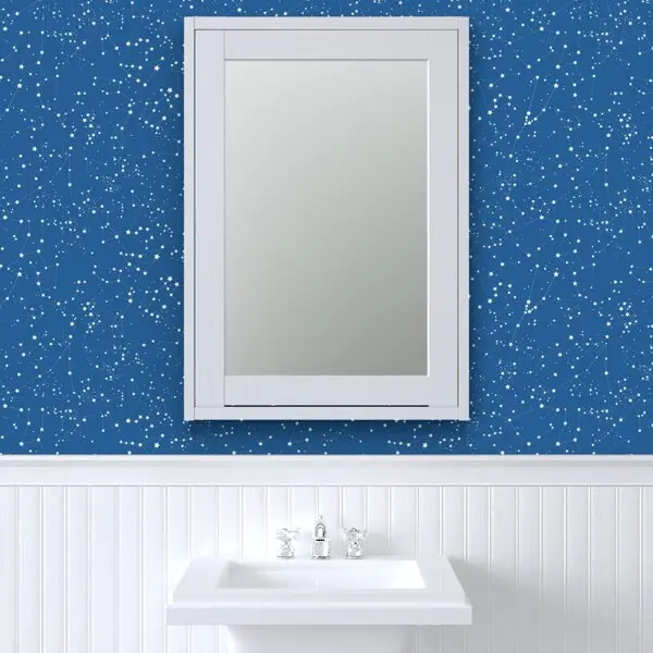 Spoonflower Stars Constellations Custom Removable Wallpaper - Blue