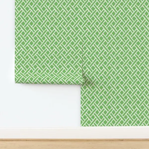 Spoonflower Geometric Lattice Trellis Textured Custom Pre-pasted Wallpaper
