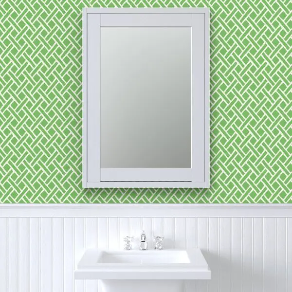 Spoonflower Geometric Lattice Trellis Textured Custom Pre-pasted Wallpaper