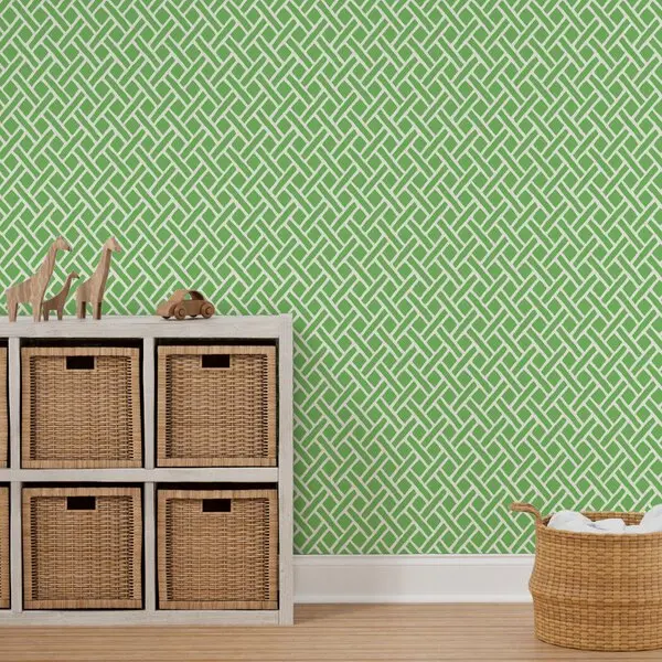 Spoonflower Geometric Lattice Trellis Textured Custom Pre-pasted Wallpaper
