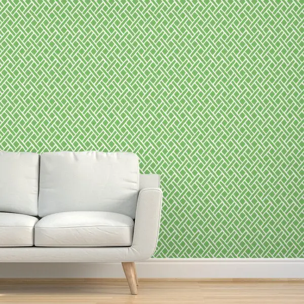 Spoonflower Geometric Lattice Trellis Textured Custom Pre-pasted Wallpaper