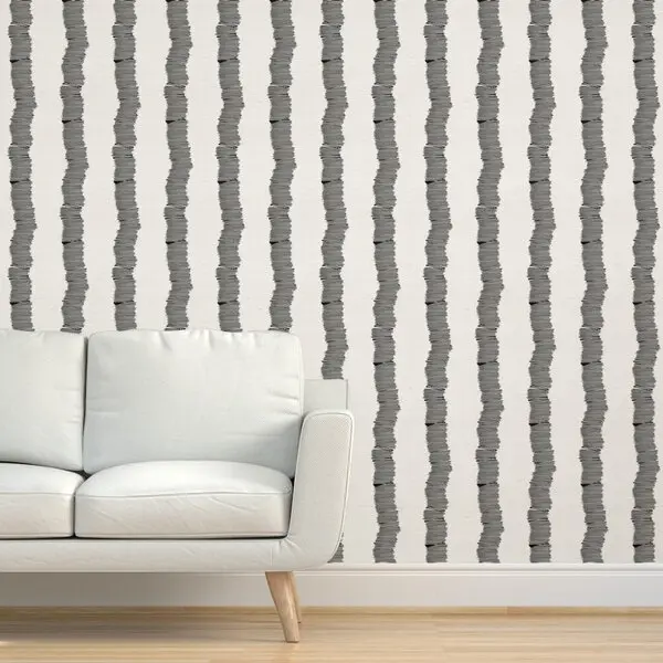 Spoonflower Snow Fence Stripes 100% Natural Sisal Grasscloth Wallcovering
