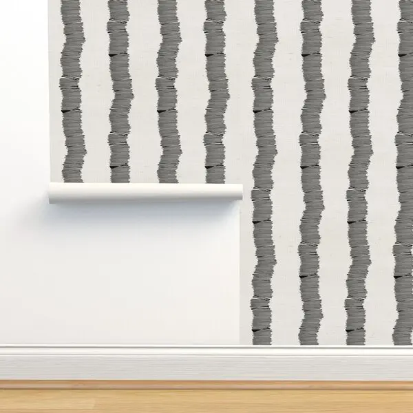 Spoonflower Snow Fence Stripes 100% Natural Sisal Grasscloth Wallcovering
