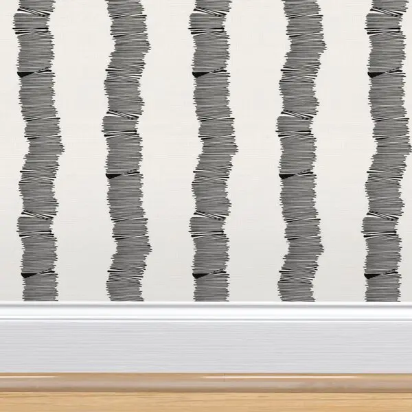 Spoonflower Snow Fence Stripes 100% Natural Sisal Grasscloth Wallcovering