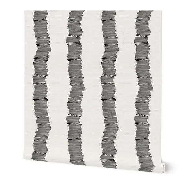 Spoonflower Snow Fence Stripes 100% Natural Sisal Grasscloth Wallcovering