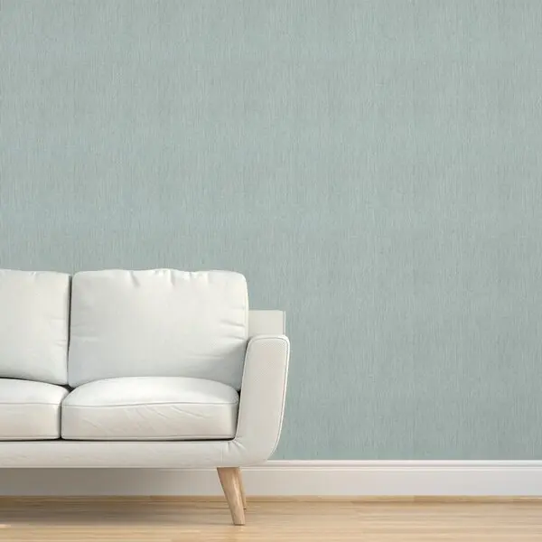 Spoonflower Solid Blue Plain Green Tiara Light Turquoise With 100% Natural Sisal Grasscloth Wallcovering