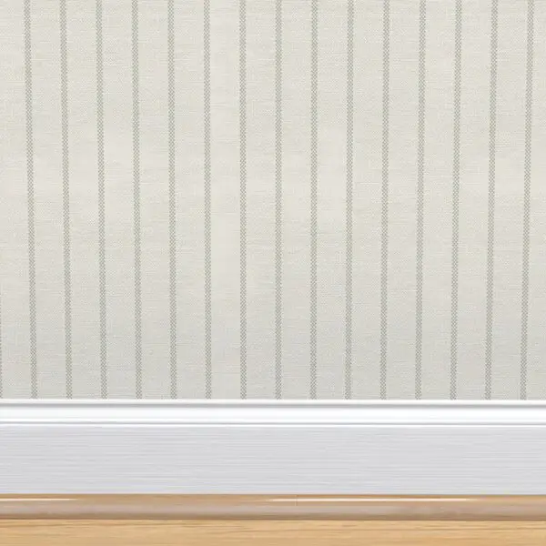 Spoonflower Aegean Simple Ticking Stripe Grey 100% Natural Sisal Grasscloth Wallcovering - Gray