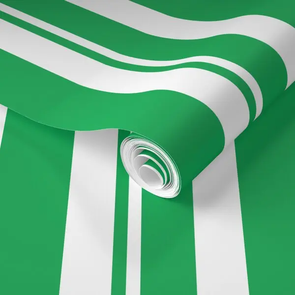 Spoonflower Stripe Stripes Striped Theme Park Dapper Main Custom Pre-pasted Wallpaper - Mint,green