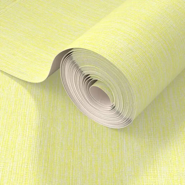 Spoonflower Solid Plain Lemon Dolly With Texture Fresh 100% Natural Sisal Grasscloth Wallcovering - Yellow
