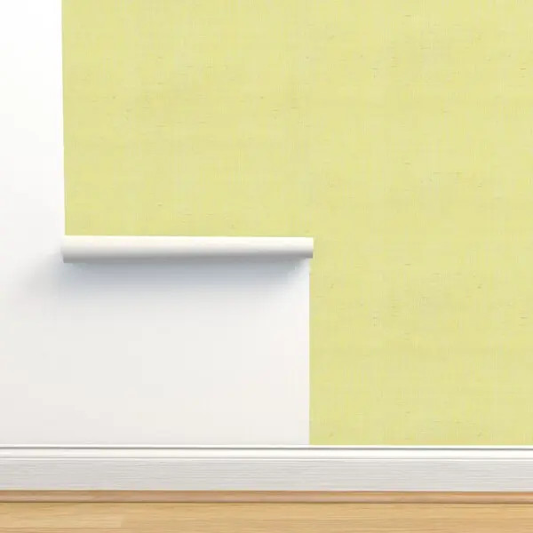 Spoonflower Solid Plain Lemon Dolly With Texture Fresh 100% Natural Sisal Grasscloth Wallcovering - Yellow