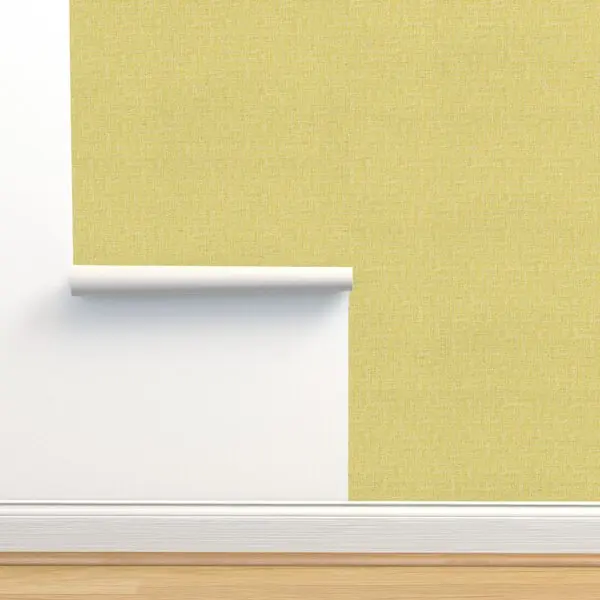 Spoonflower Solid Yellow Plain Texture Woven Buttercup Gold 100% Natural Sisal Grasscloth Wallcovering - Gold,yellow