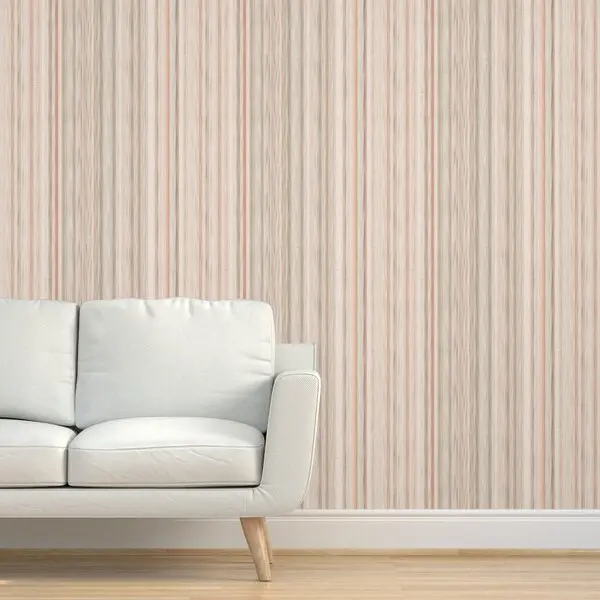 Spoonflower Soft Stripe Blush 100% Natural Sisal Grasscloth Wallcovering