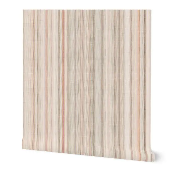 Spoonflower Soft Stripe Blush 100% Natural Sisal Grasscloth Wallcovering