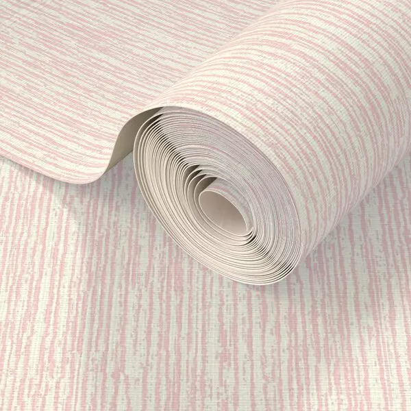 Spoonflower Solid Pink Plain Texture Small Stripes Candy 100% Natural Sisal Grasscloth Wallcovering