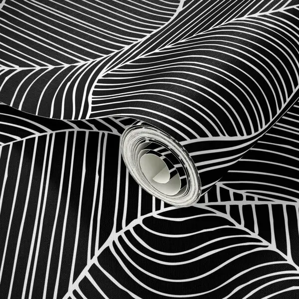 Spoonflower Black And White Stripe Geometric Abstract Summer Custom Pre-pasted Wallpaper - Black,white,gray