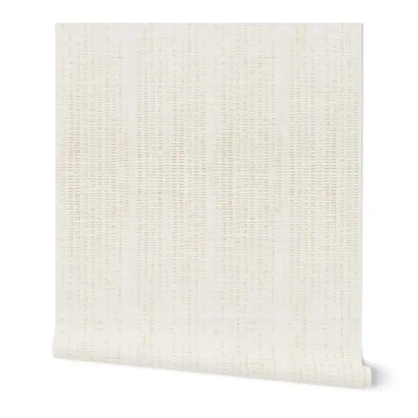 Spoonflower Cream Watercolour Dashed Lines 100% Natural Sisal Grasscloth Wallcovering