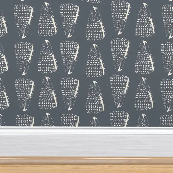 Spoonflower Spotty Cone Shells Elle Ocean 100% Natural Sisal Grasscloth Wallcovering