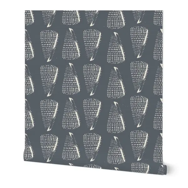 Spoonflower Spotty Cone Shells Elle Ocean 100% Natural Sisal Grasscloth Wallcovering