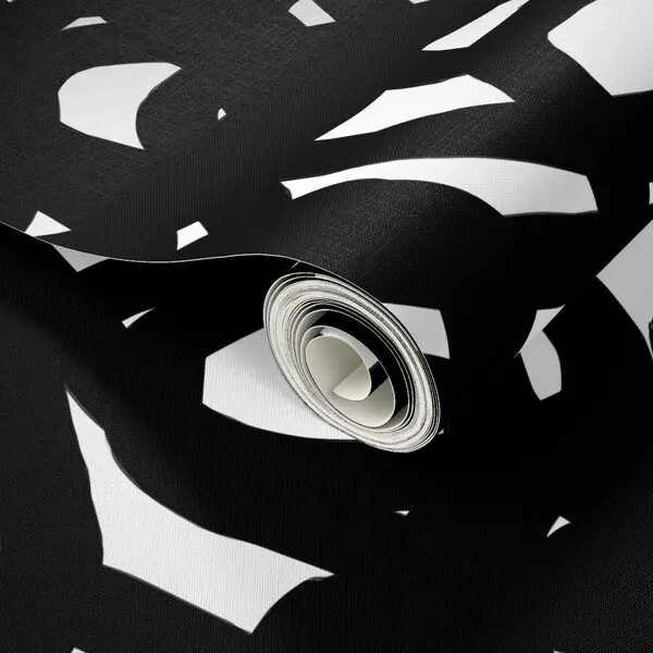 Spoonflower Black White Graphic Graffiti Abstract Modern Custom Pre-pasted Wallpaper - Black,white,gray