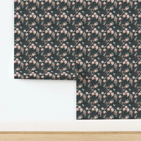 Spoonflower Floral Flower Garden Leaf Custom Pre-pasted Wallpaper