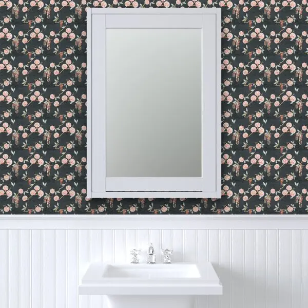 Spoonflower Floral Flower Garden Leaf Custom Pre-pasted Wallpaper