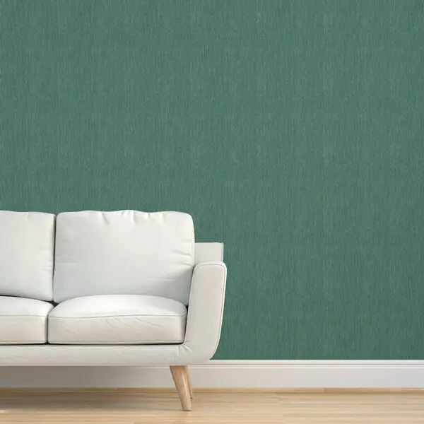 Spoonflower Solid Plain Blue Pine Turquoise With Texture 100% Natural Sisal Grasscloth Wallcovering - Green