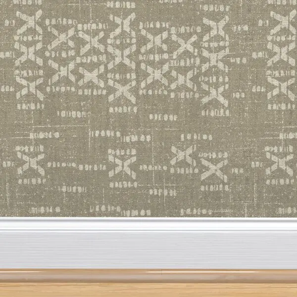 Spoonflower Aba Mudcloth Light 100% Natural Sisal Grasscloth Wallcovering