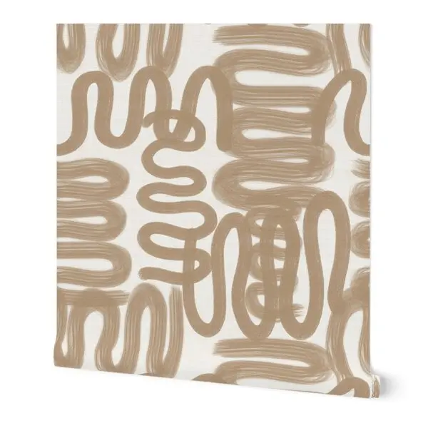 Spoonflower Squiggle Bark On White 100% Natural Sisal Grasscloth Wallcovering